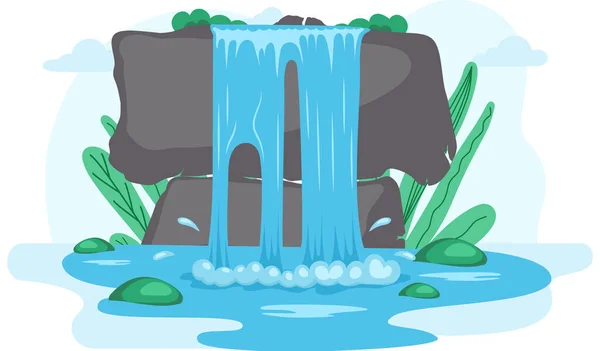 Falling water. River waterfall falls from cliff white background. Water ...