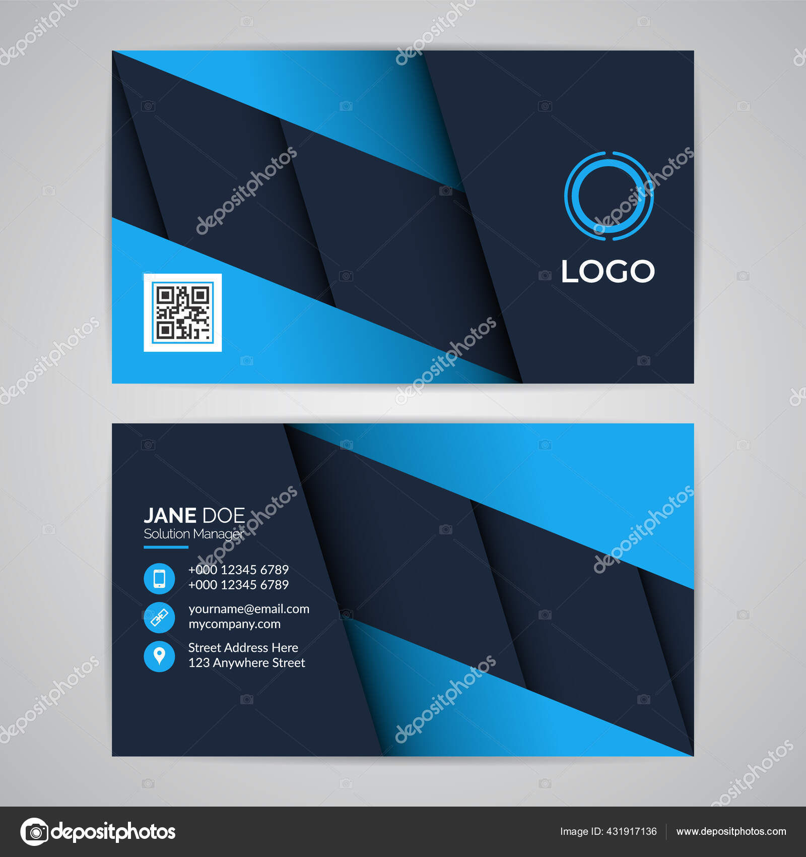 Business Card Template Mockup Abstract Modern Design Vector Graphic Eps10 Stock Vector By