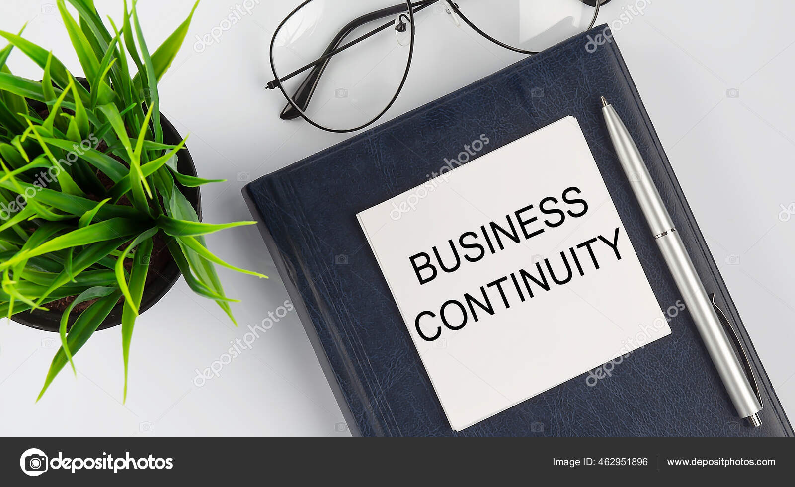 Stickers Notebook Text Business Continuity Pen Glasses White Background ...