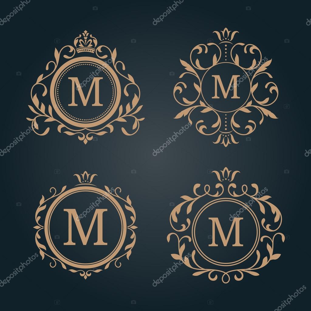 Monogramas florales | Conjunto de monogramas florales elegante — Vector ...