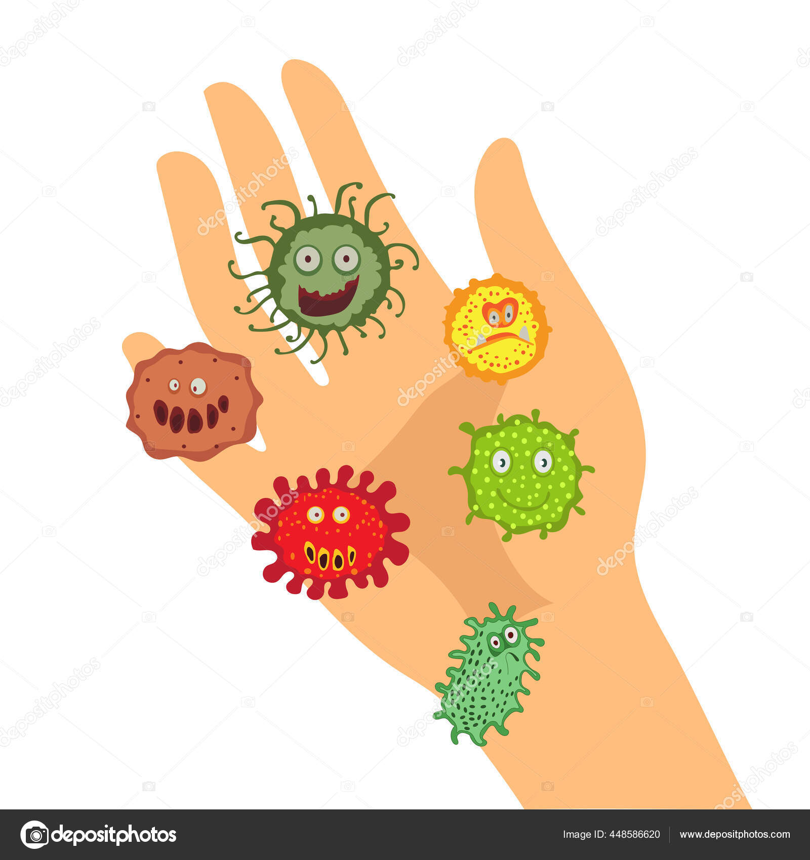 Clipart De Germes Sur Les Mains Germes Sur Une Main Sale. Bactéries