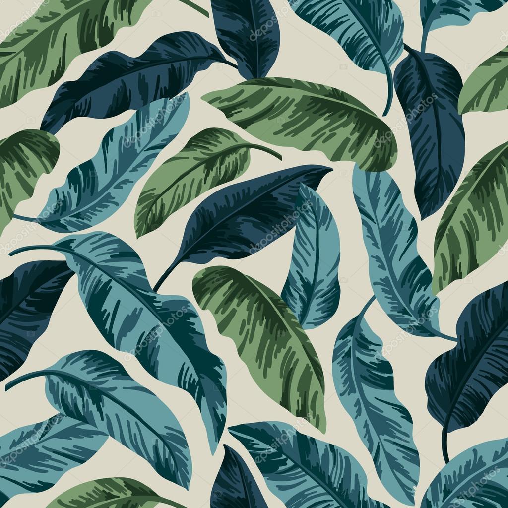Seamless Exotic Pattern With Tropical Leaves Stock Vector By ©lisla