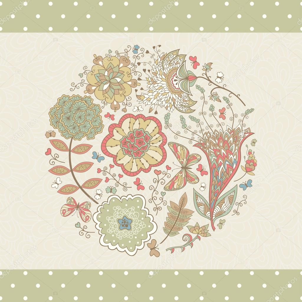 Card with abstract flowers Stock Vector Image by ©Lisla #56810775