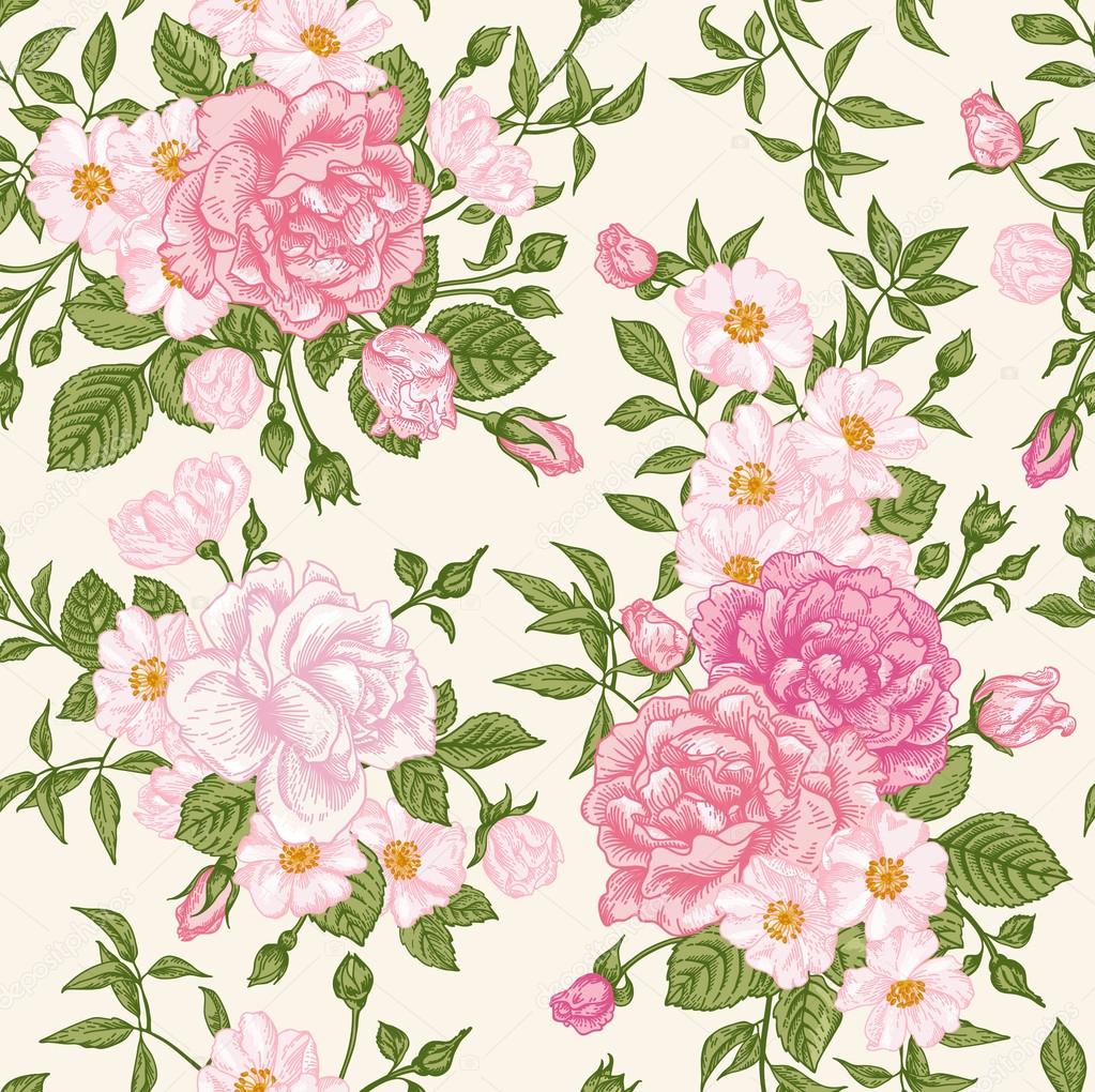 Pattern with pink roses Stock Vector Image by ©Lisla #56812895