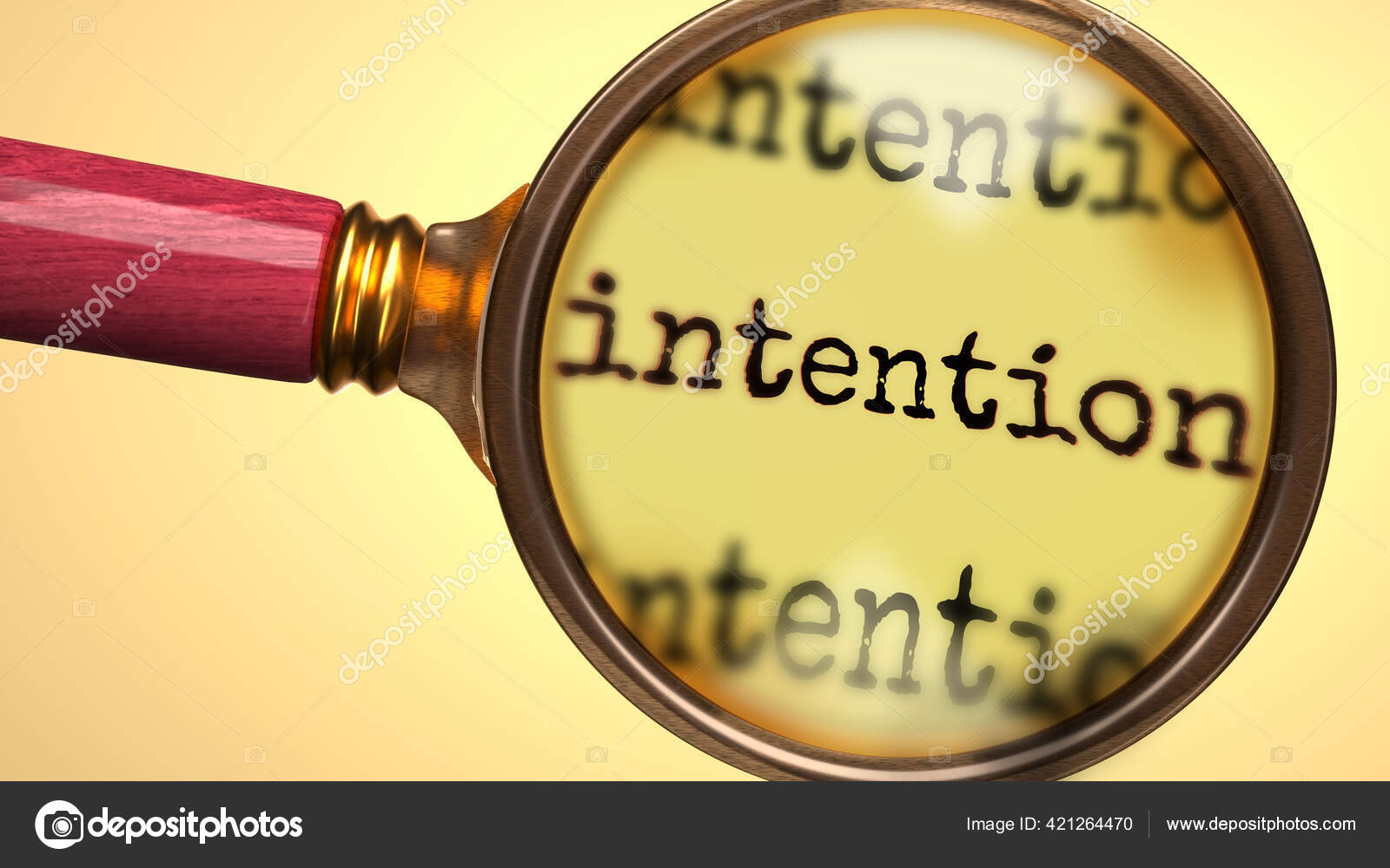 Examine Study Intention Showed Magnify Glass Word Intention Symbolize ...