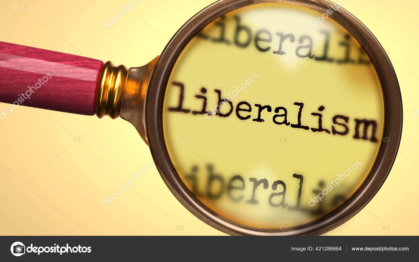 Examine Study Liberalism Showed Magnify Glass Word Liberalism Symbolize ...