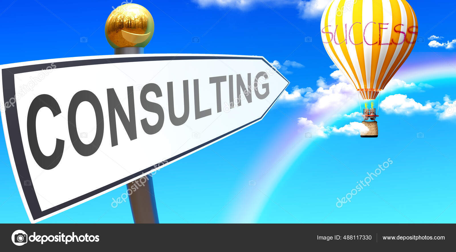 Consulting Leads Success Shown Sign Phrase Consulting Pointing Balloon ...