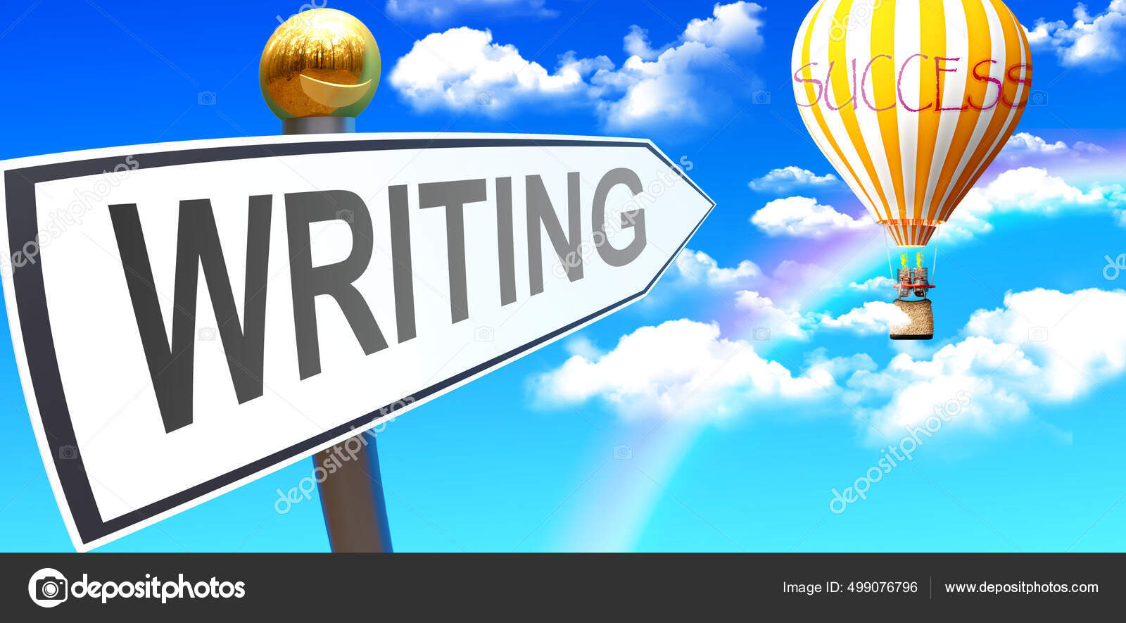 Writing Leads Success Shown Sign Phrase Writing Pointing Balloon Sky ...