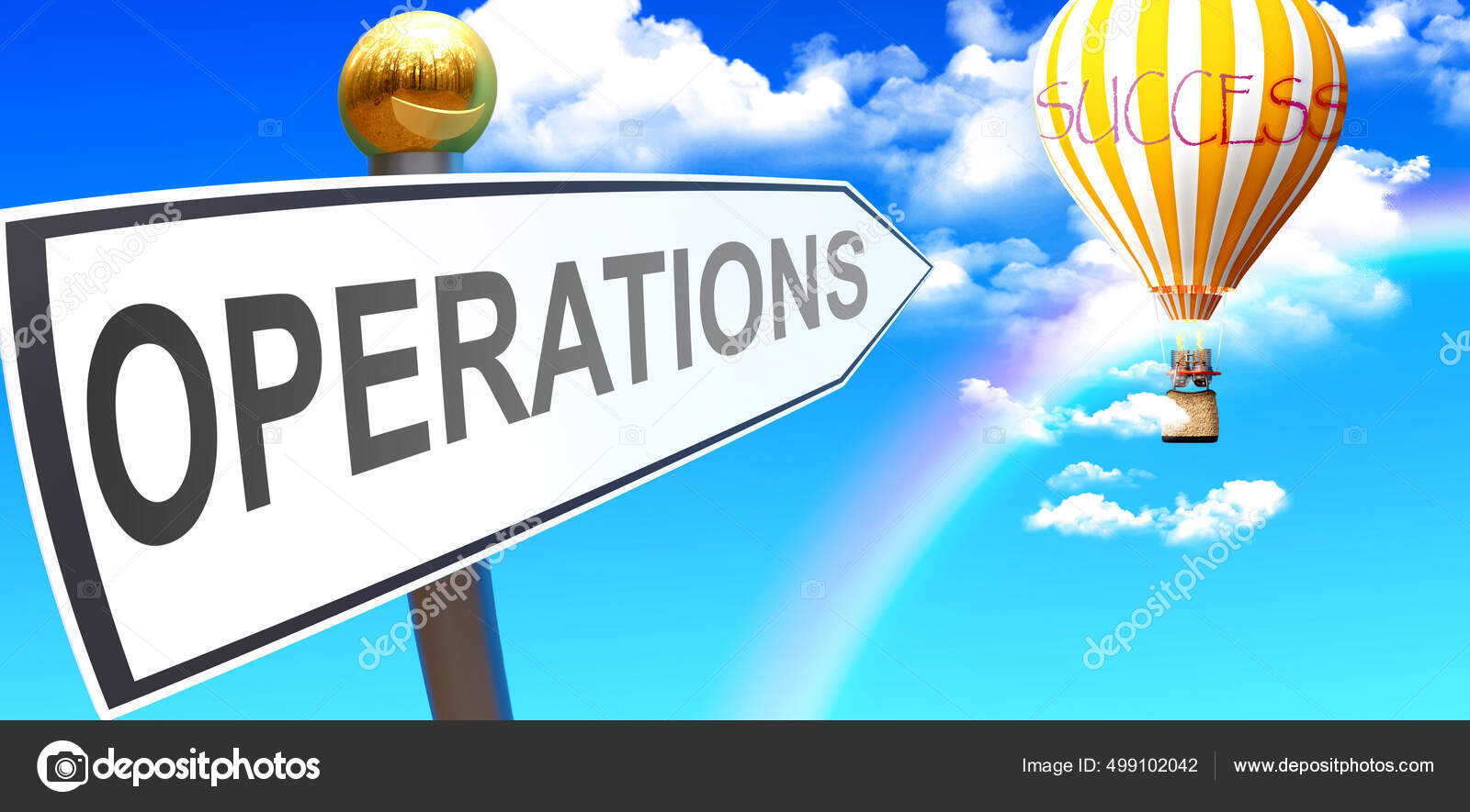 Operations Leads Success Shown Sign Phrase Operations Pointing Balloon ...