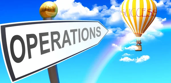 Operaciones conduce al éxito - se muestra como un signo con una frase ...