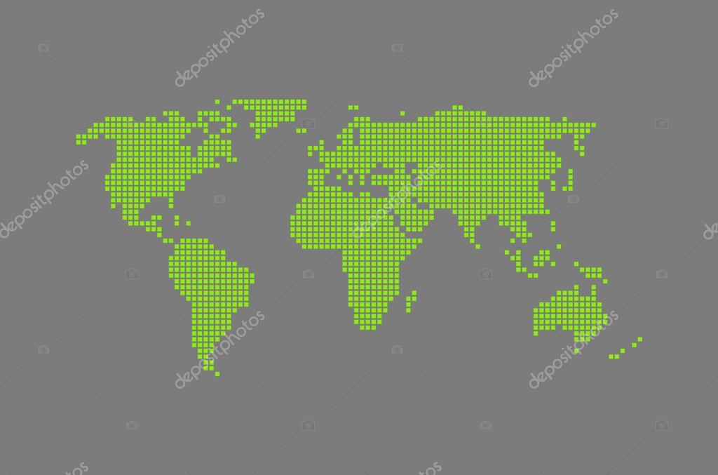 Pixel World map green Stock Photo by ©keport 67629627