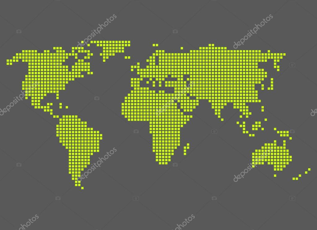 Mapa do mundo com pixels verdes — Fotografia de stock © keport #77304938