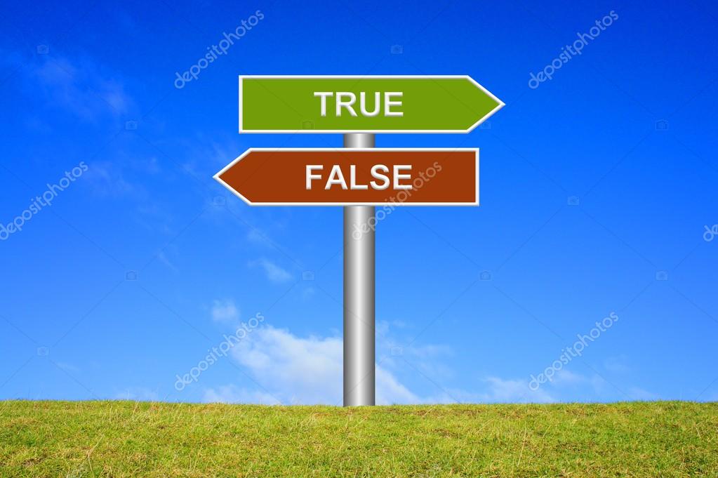 Señalización que muestra verdadero o falso 2023