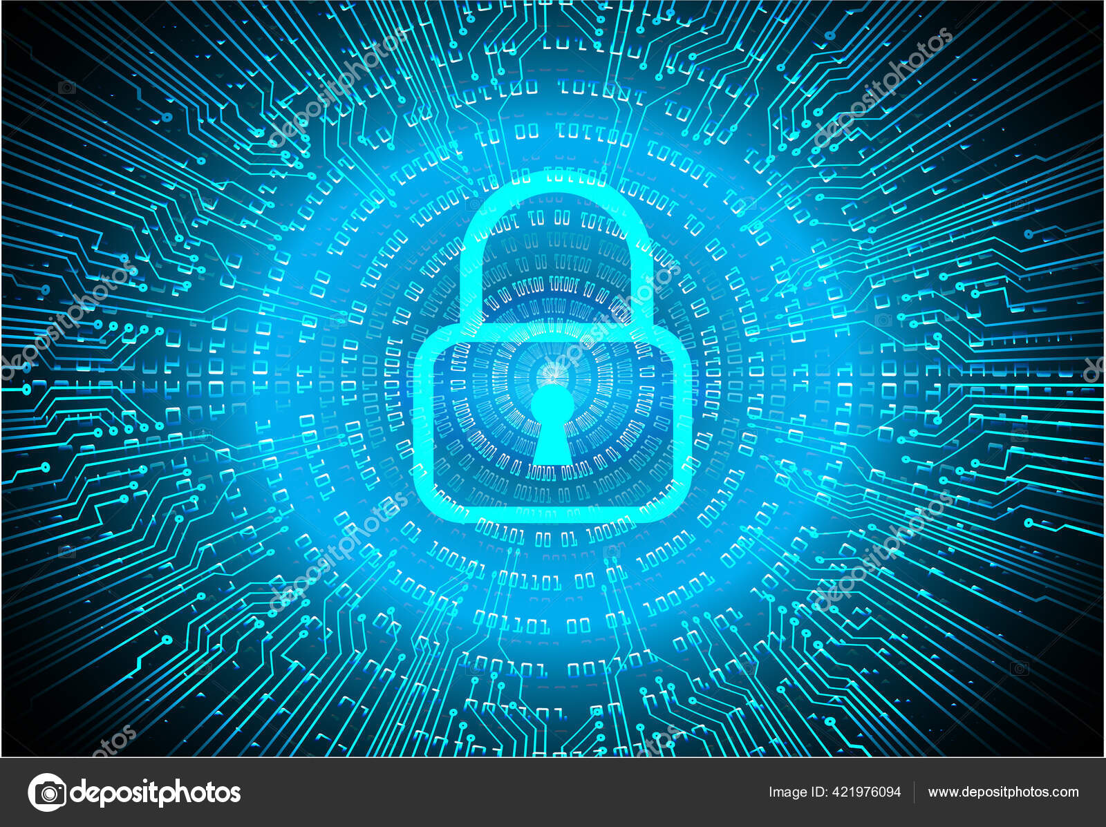 Closed Padlock Digital Background Cyber Security Stock Vector Image by ...