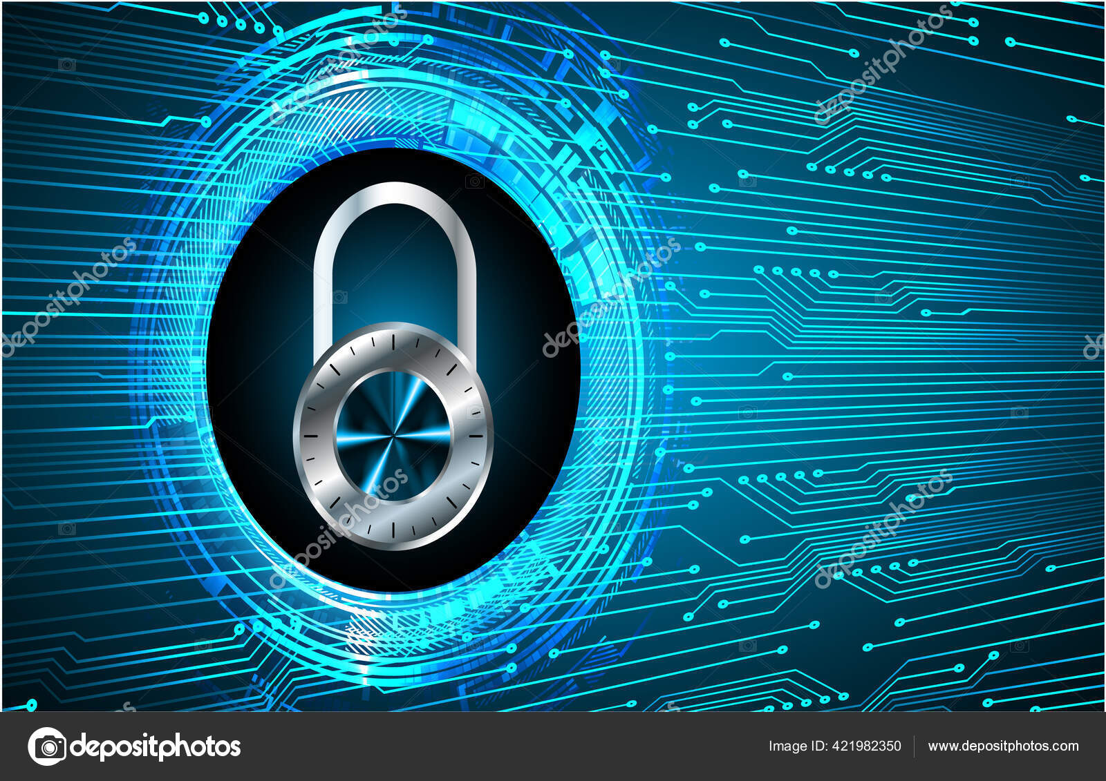 Closed Padlock Digital Background Cyber Security Stock Vector by ...