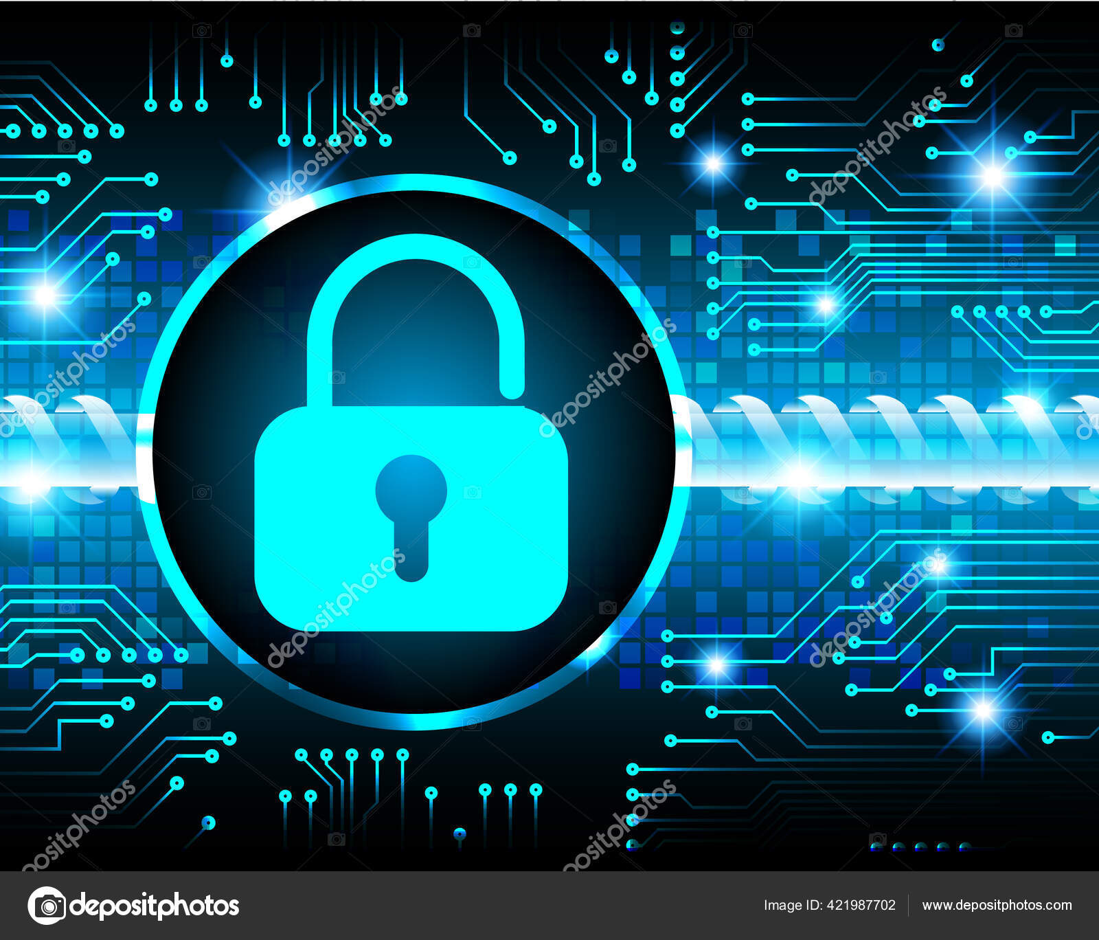 Closed Padlock Digital Background Cyber Security Stock Vector Image by ...