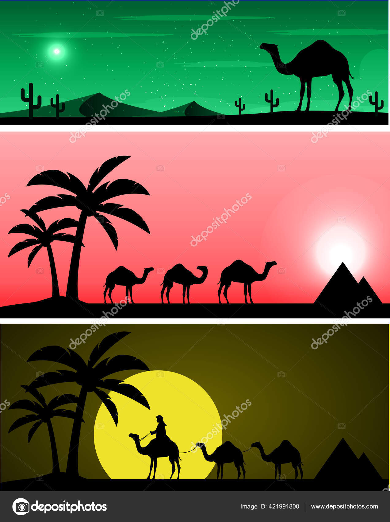 Camels Desert Stock Vector By ©titima157 421991800