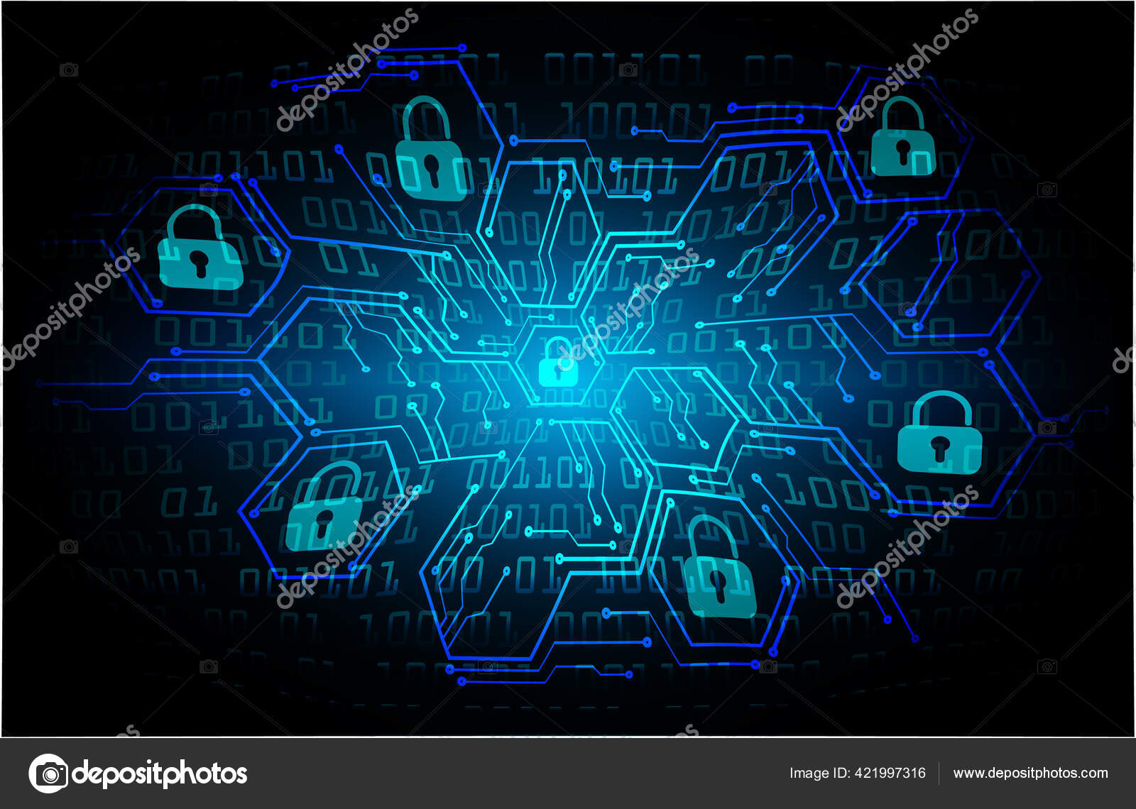 Closed Padlock Digital Background Cyber Security Stock Vector by ...