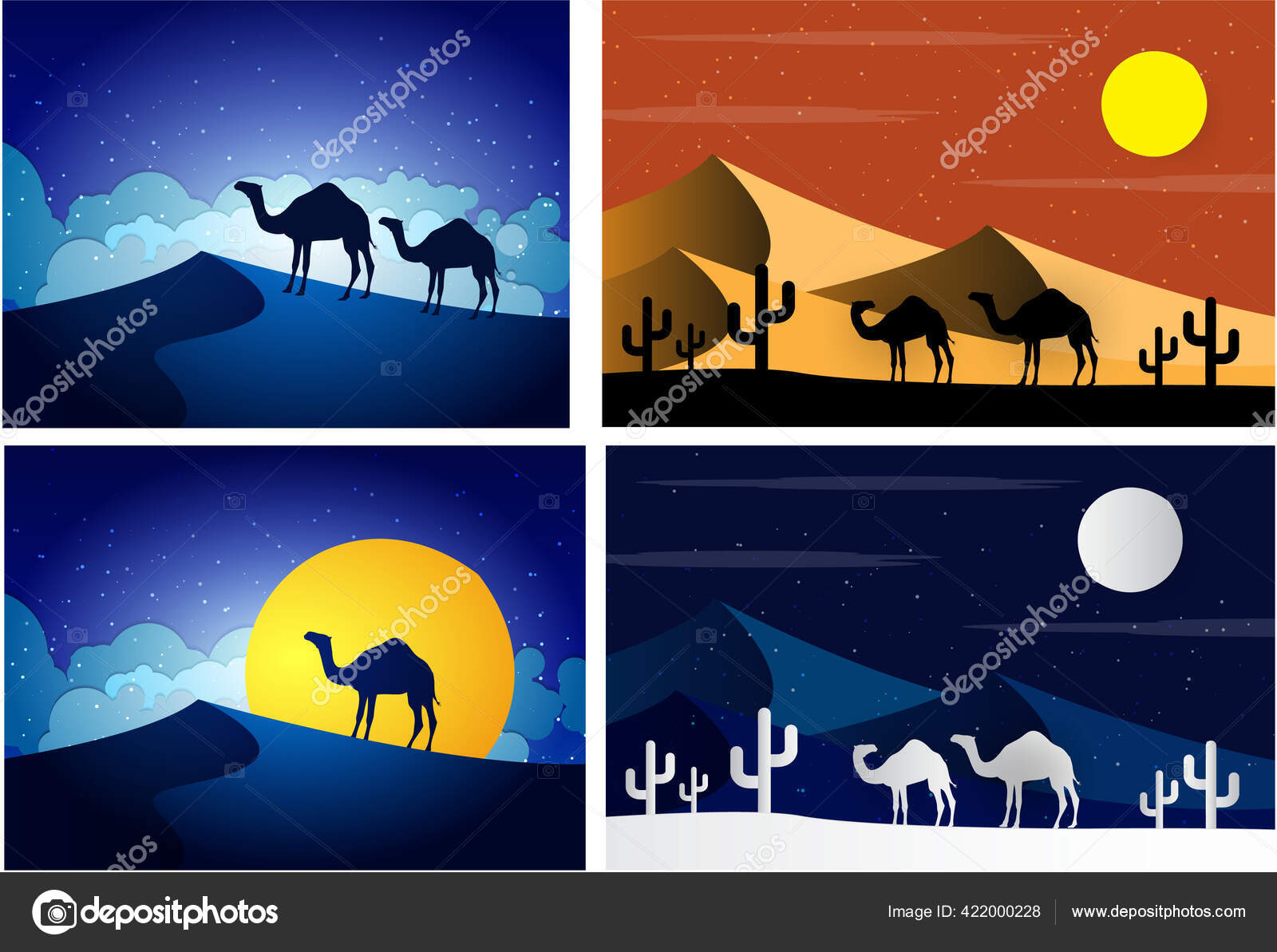 Camels Desert Stock Vector By ©titima157 422000228