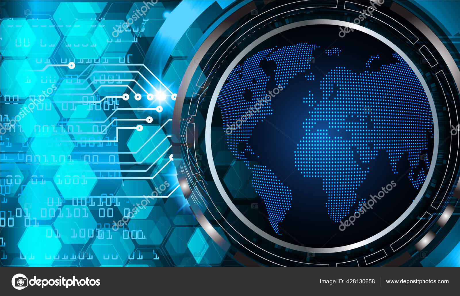 Digital Technology Background Binary Code Globe Stock Vector by ©titima157@gmail.com 428130658