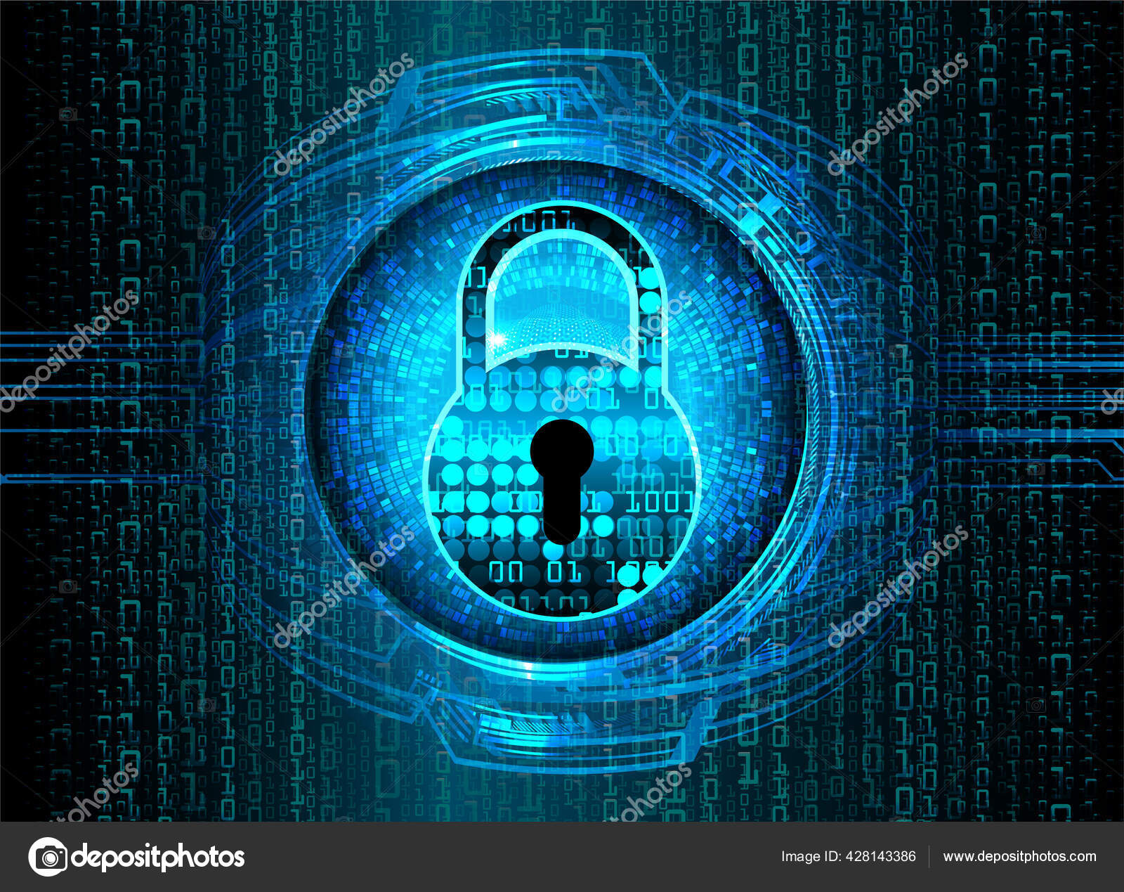 Closed Padlock Digital Background Cyber Security Stock Vector Image by ...