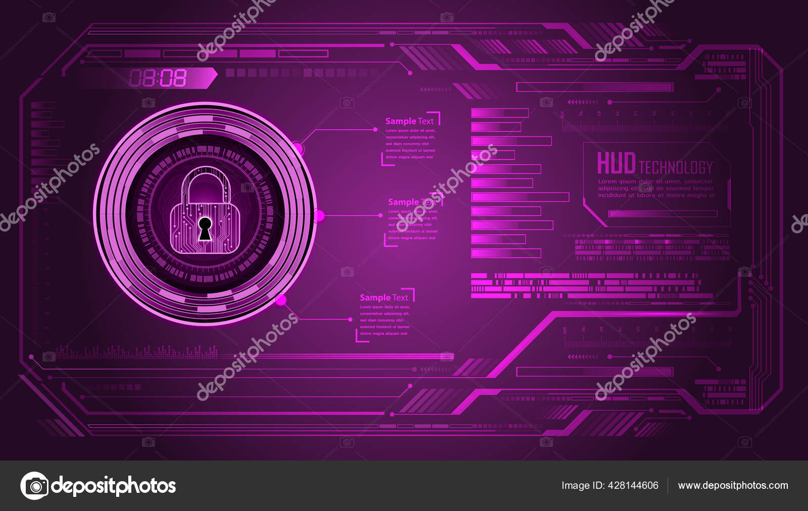 Closed Padlock Digital Background Cyber Security Stock Vector by ...
