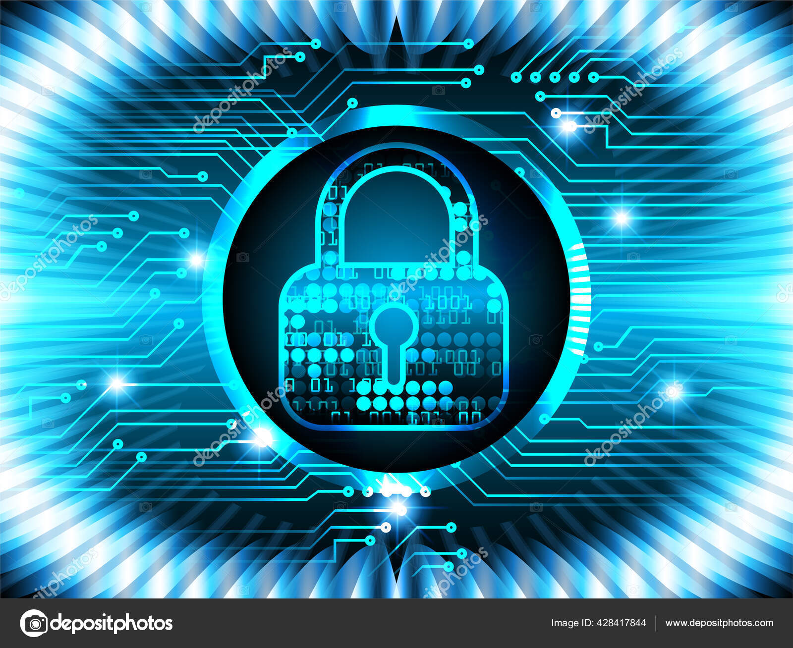 Futuristic Background Locker Digital Security Concept Stock Vector by ...