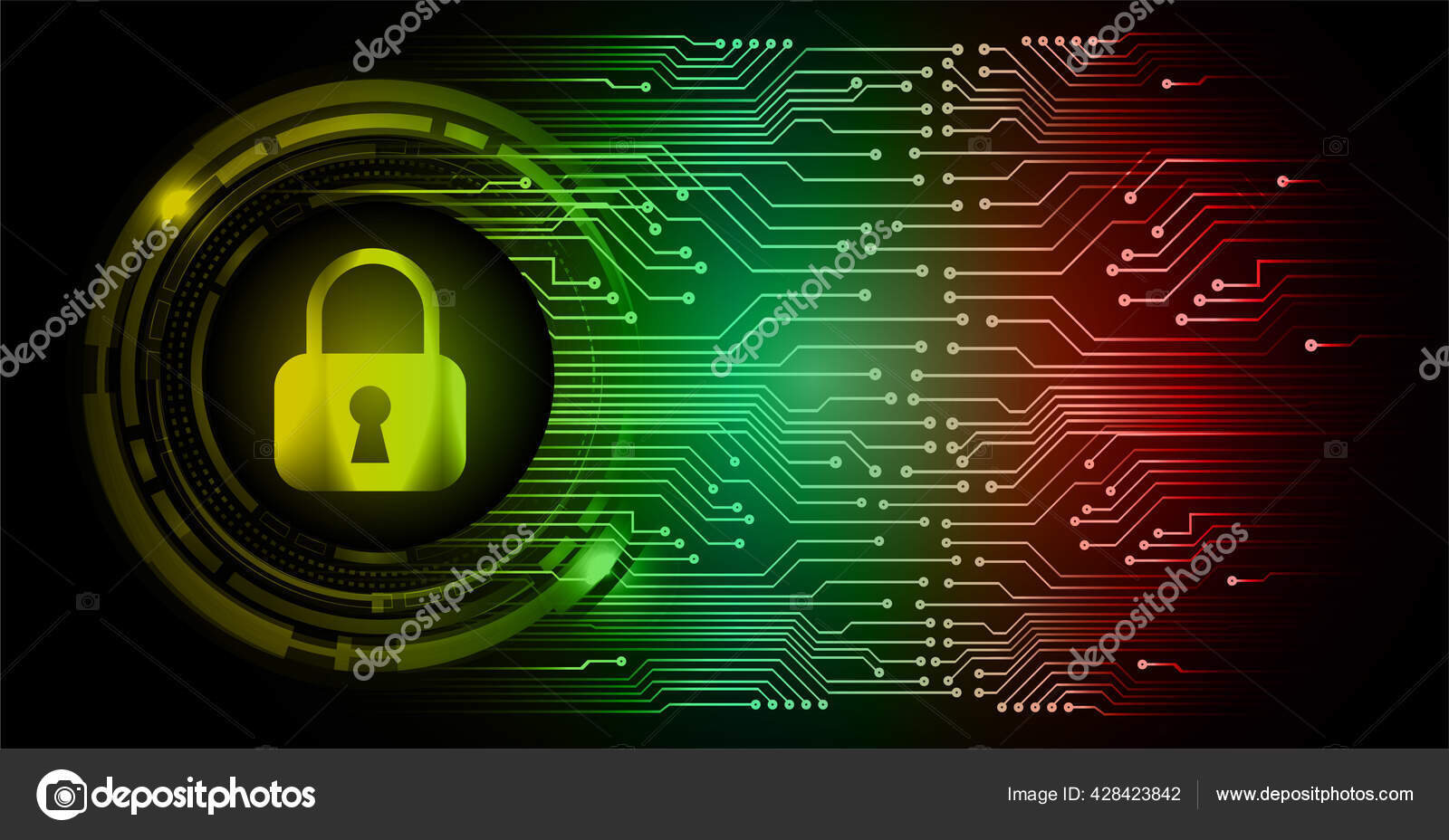 Futuristic Background Locker Digital Security Concept Stock Vector by ...