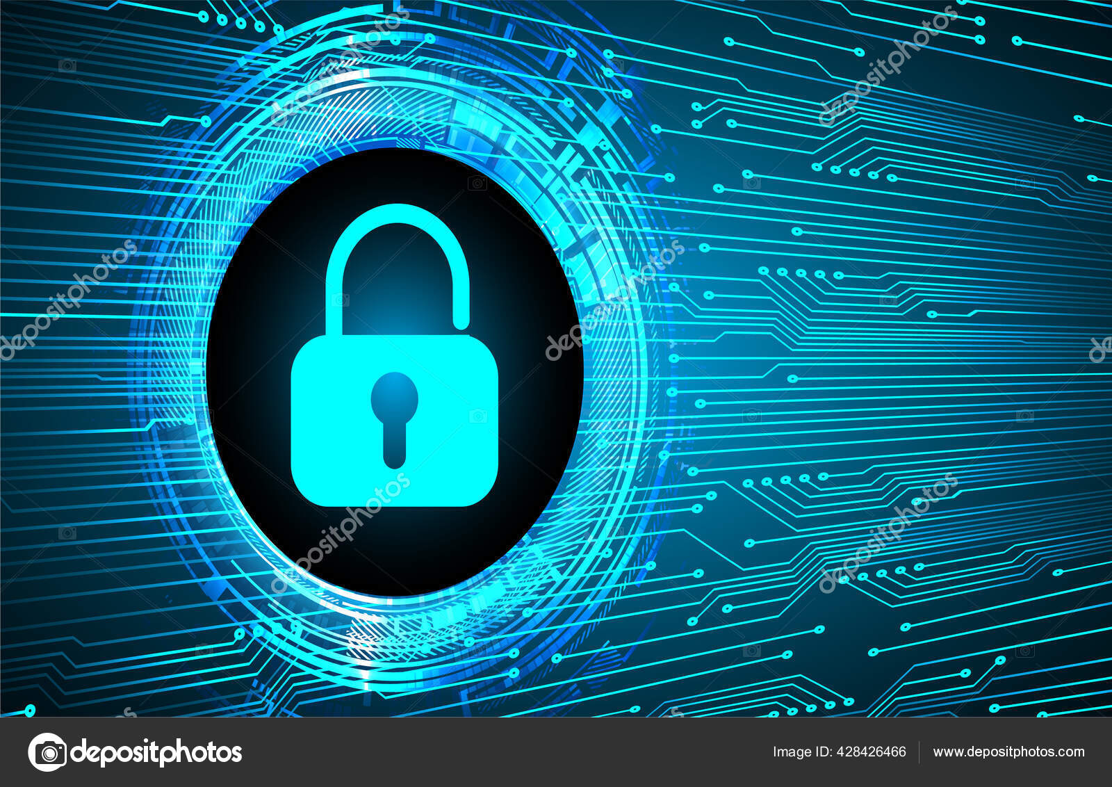 Background Vector Illustration Locker Digital Security Concept Stock ...