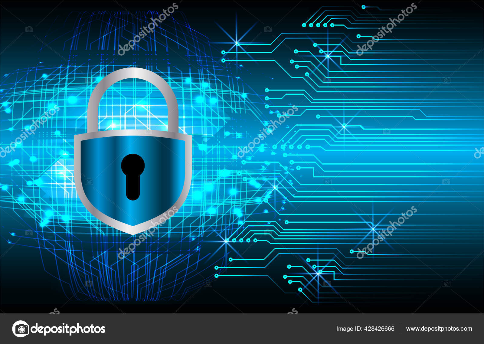 Futuristic Background Locker Digital Security Concept Stock Vector by ...