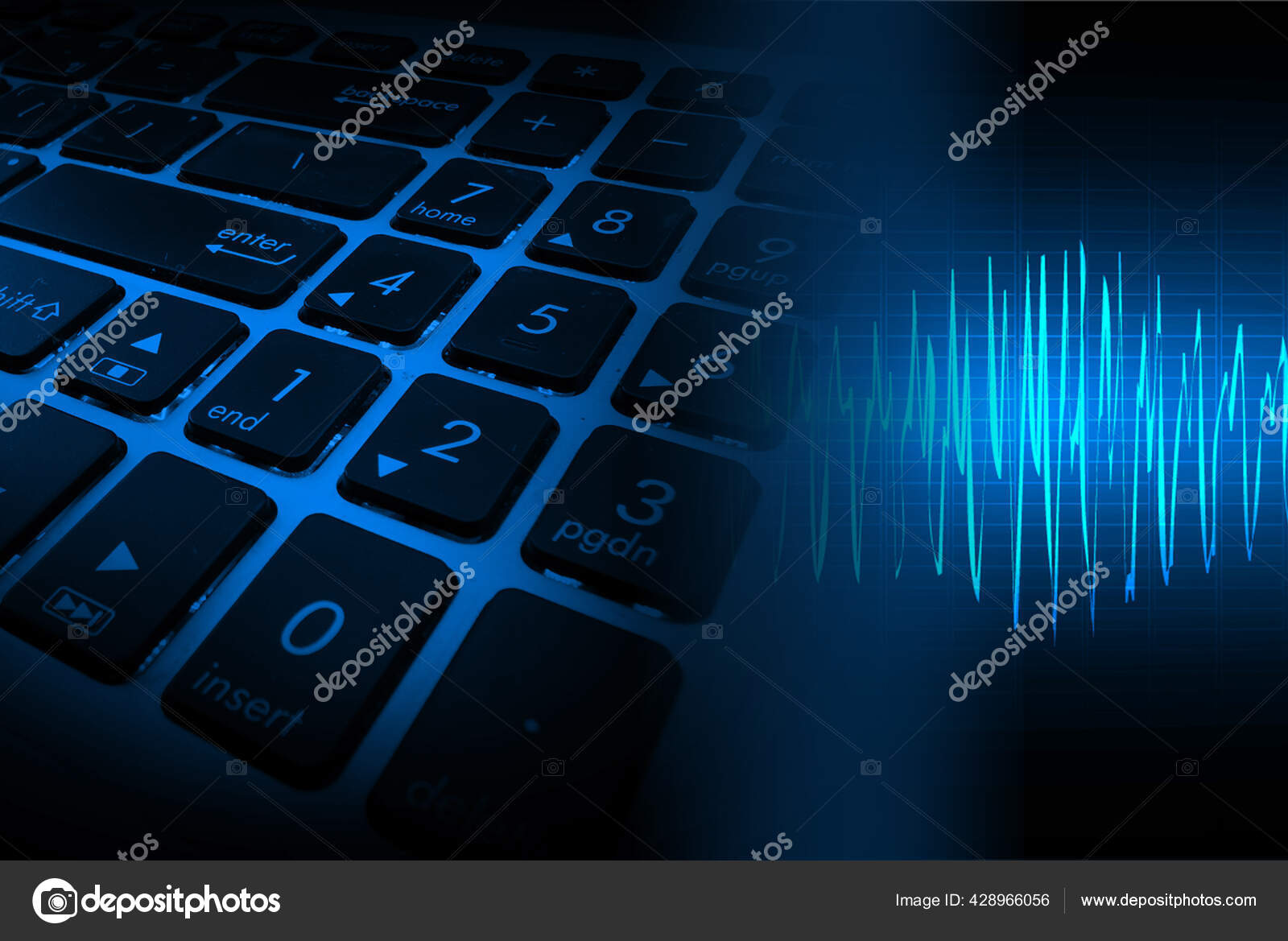Number Binary Circuit Keyboard Future Technology Blue Hud Cyber ...