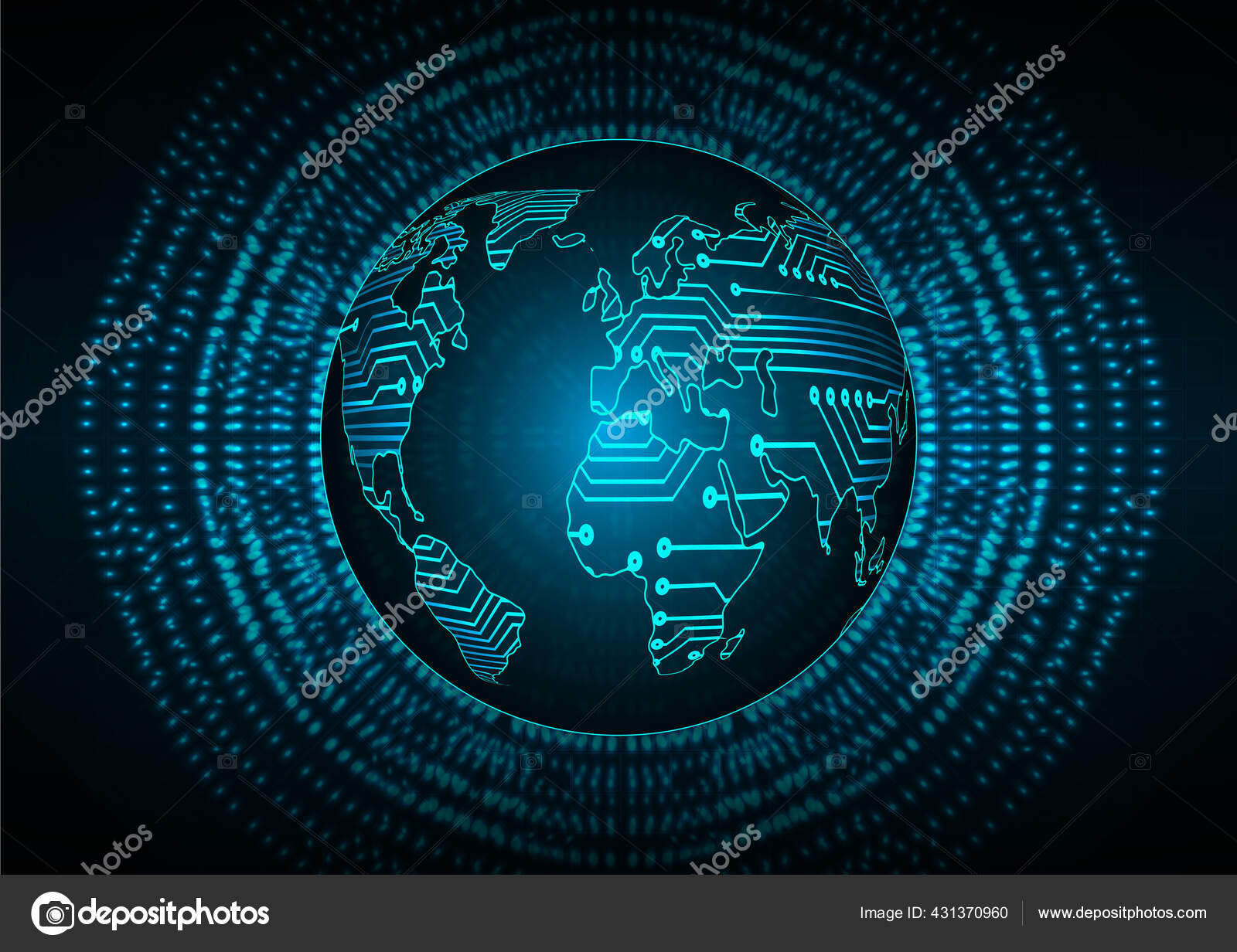 World Binary Circuit Board Future Technology Blue Hud Cyber Security Stock Vector Image by ...