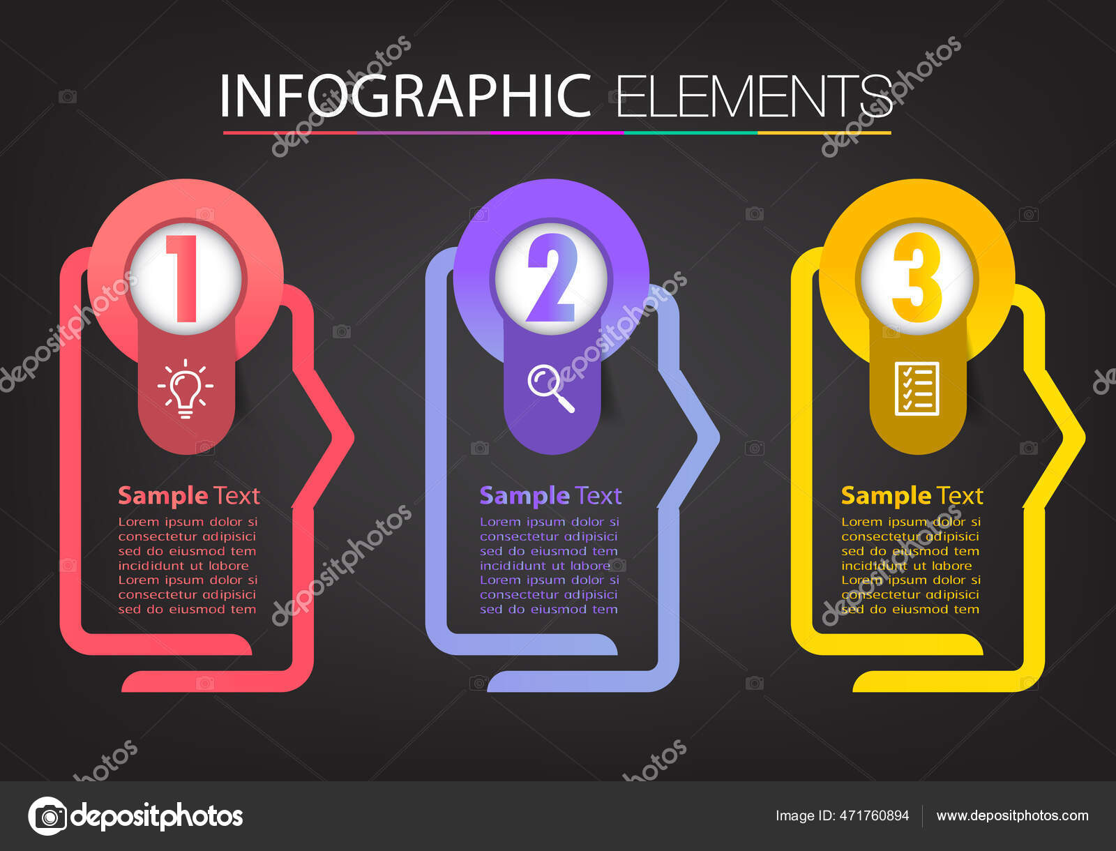 Colorful Infographics Banner Template Text Boxes Digital Card Web ...