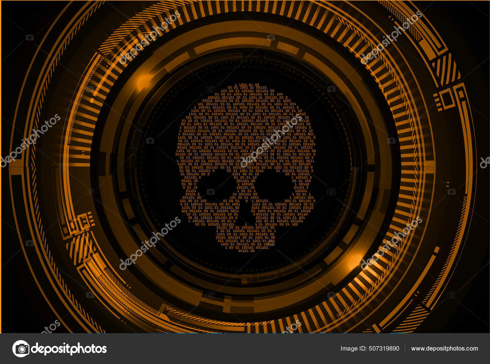 Cyber Hacker Attack Background Skull Vector Stock Vector Image by ...