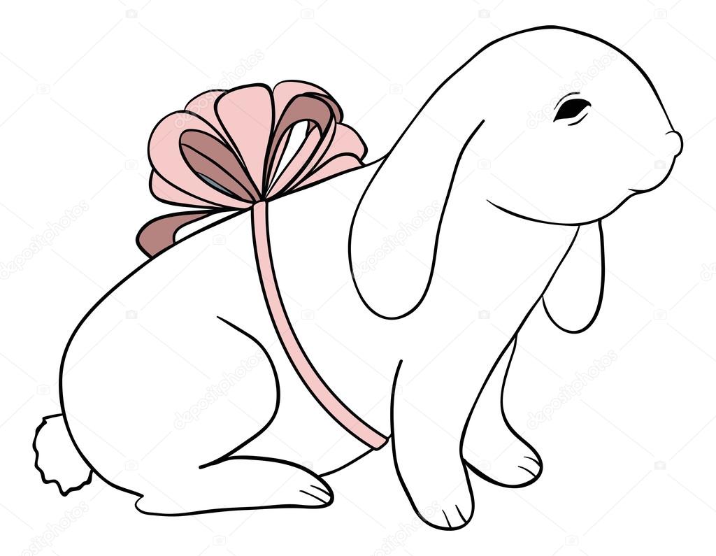 White rabbit with bow Stock Vector Image by ©Daria_Miazhevich #102710316