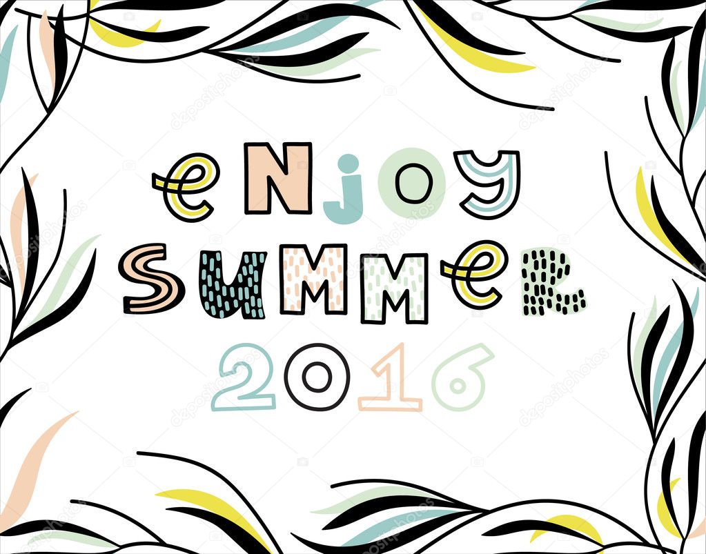 Hand dawn signs Enjoy Summer Stock Vector by ©Daria_Miazhevich 112841644