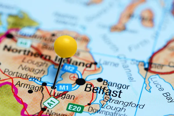 Lurgan pinned on a map of Northern Ireland - Stock Image - Everypixel