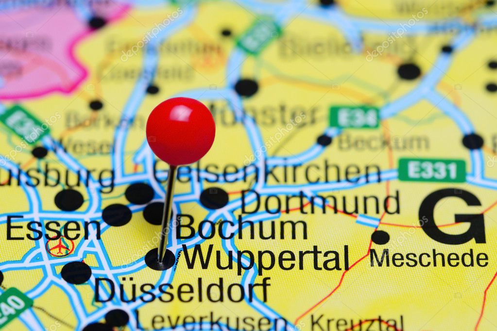 Wuppertal pinned on a map of Germany Stock Photo by ©dk_photos 103675004