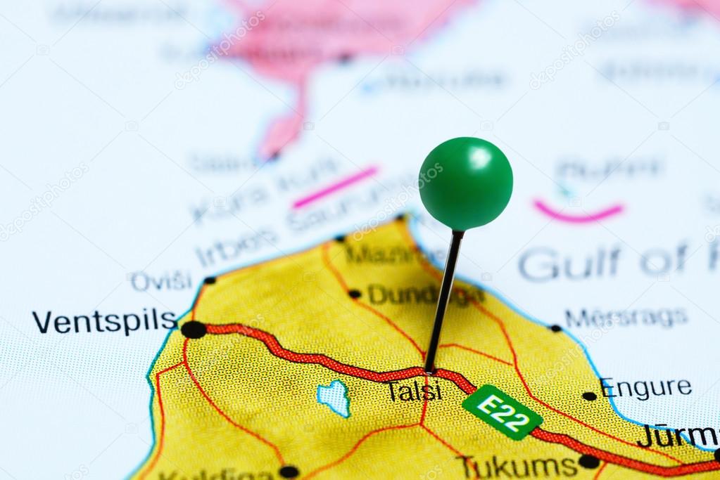 Talsi pinned on a map of Latvia Stock Photo by ©dk_photos 111198034