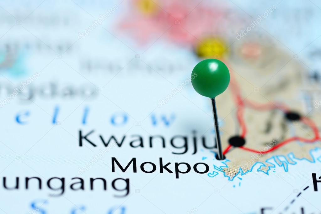 Mokpo pinned on a map of South Korea Stock Photo by ©dk_photos 112421028