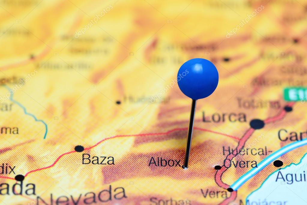 Albox pinned on a map of Spain — Stock Photo © dk_photos #112920264