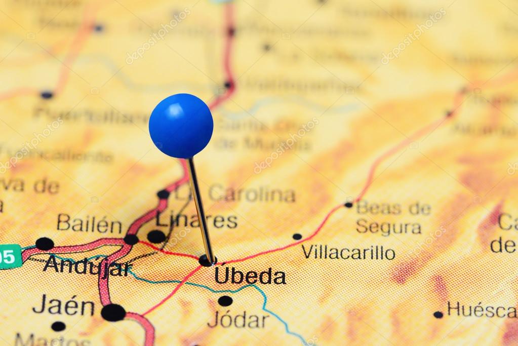 Ubeda pinned on a map of Spain — Stock Photo © dk_photos #112920306