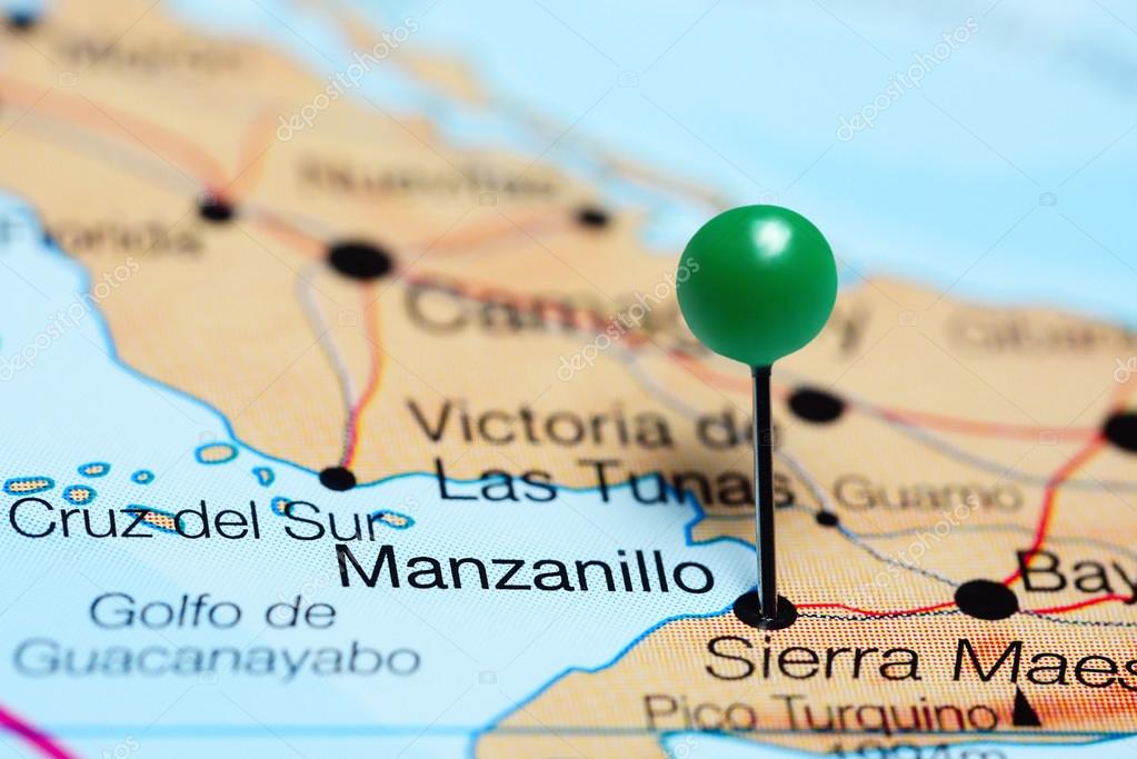 Manzanillo fijado en un mapa de Cuba: fotografía de stock © dk_photos ...