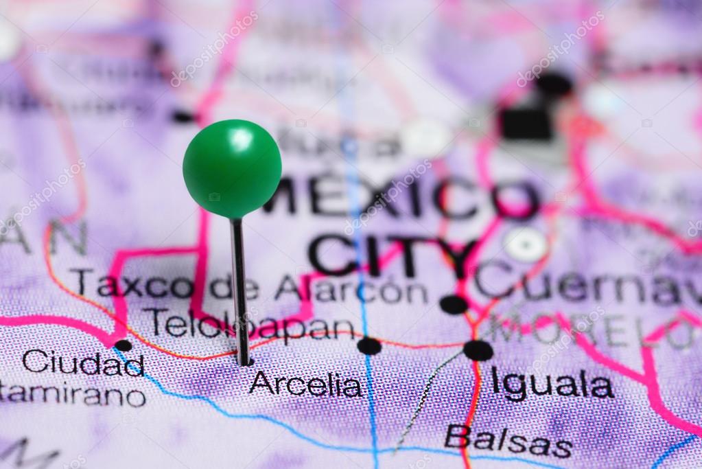 Arcelia fijado en un mapa de México 2024