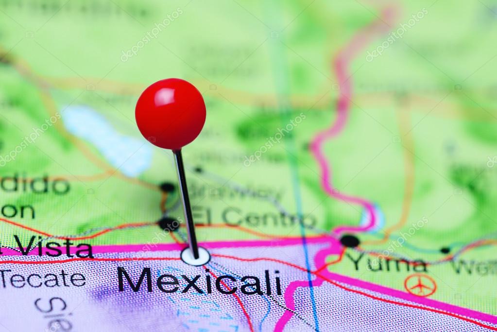 Mexicali pinned on a map of Mexico Stock Photo by ©dk_photos 118566516