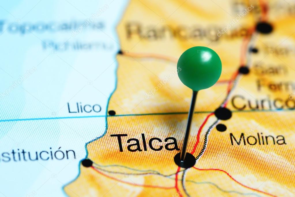 Talca fijado en un mapa de Chile 2024