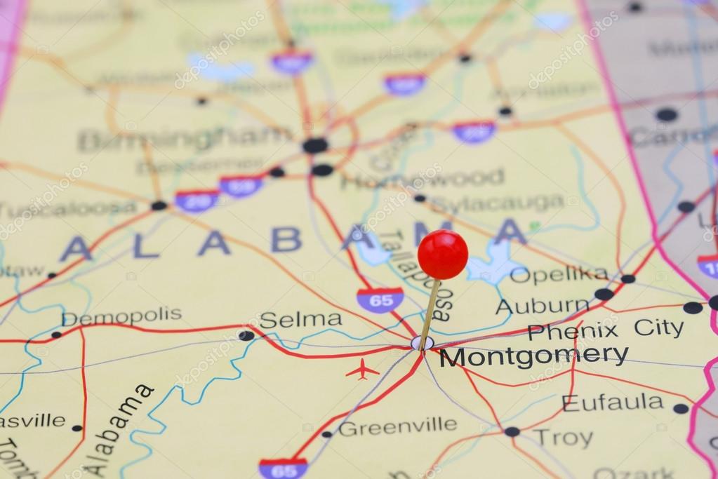Montgomery pinned on a map of USA — Stock Photo © dk_photos #77808562