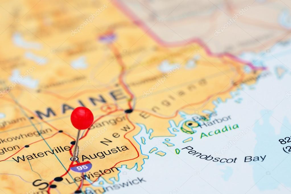 Augusta pinned on a map of USA Stock Photo by ©dk_photos 77809204