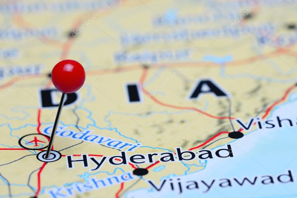 Hyderabad pinned on a map of Asia Stock Photo by ©dk_photos 83451464