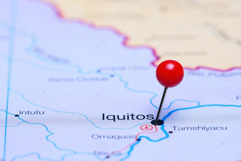 Iquitos fijado en un mapa de América: fotografía de stock © dk_photos ...